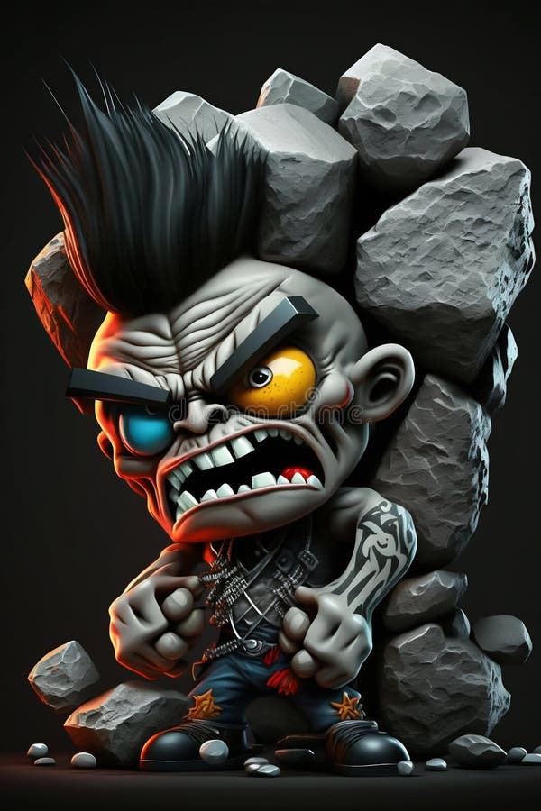 Cartoon Rock Character in Graffiti Style. Generative Ai Stock ...