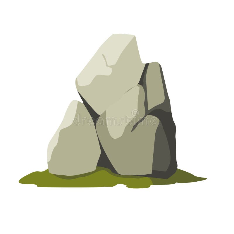 Cartoon Rock with Green Moss Vector Elements Stock Vector ...