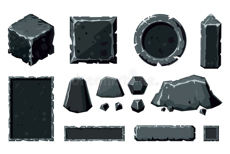 Cartoon Rock Set. Vector Stones Icons Collection. Game Design Elements ...