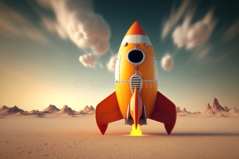 Cartoon Rocket in 3d Style. AI Generation Stock Illustration ...