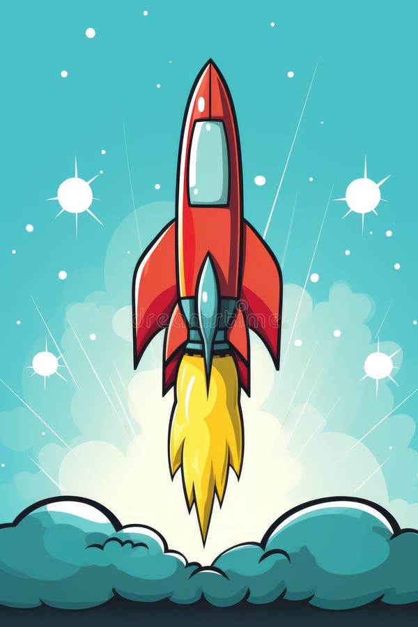 A Cartoon Rocket Flying through the Air. Stock Illustration ...