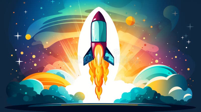 A Cartoon Rocket Flying through the Sky Stock Photo - Image of animated ...