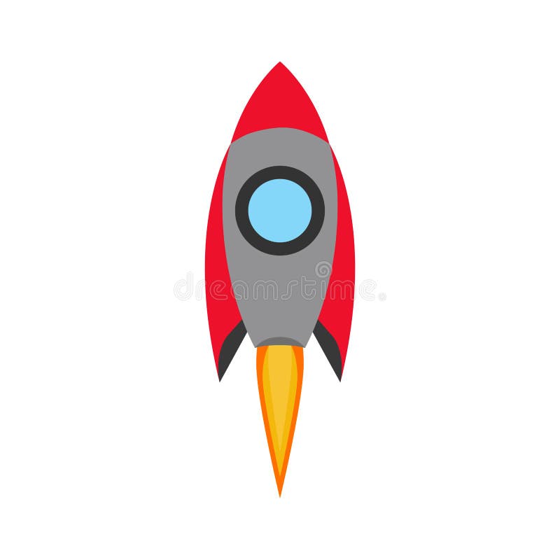 Cartoon Rocket Illustration. Take Off Isolated Space Ship , Retro ...