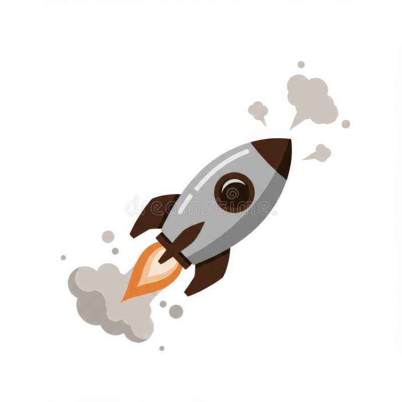 Cartoon Rocket Launching into Space Stock Illustration - Illustration ...