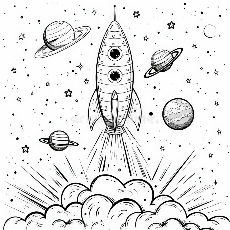 Rocket Launching from Small Planet Surface with Glowing Stars and ...