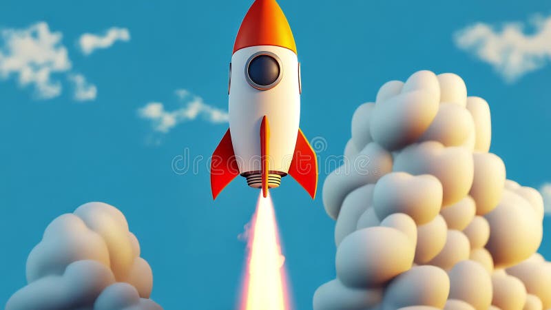 Rocket Ship Flying through Space Animation. Blue Diagonal Anime Speed ...