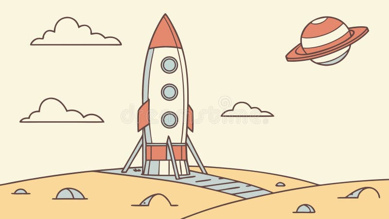 A Cartoon Rocket Ship Blasting Off into Space Past a Small Flying ...