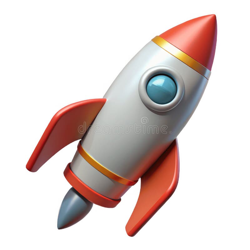 Cartoon Rocket Ship Blasting Off on White Background a Symbol of ...