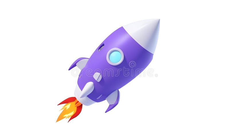 A Cartoon Rocket Ship with a Flame at the Bottom, Floating Against a ...