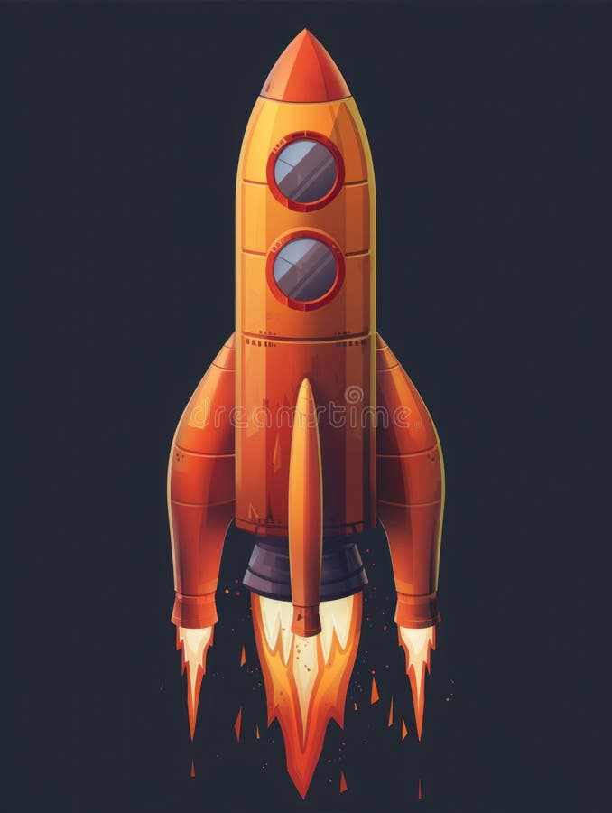 Cartoon Rocket Ship in Flight Stock Illustration - Illustration of ...