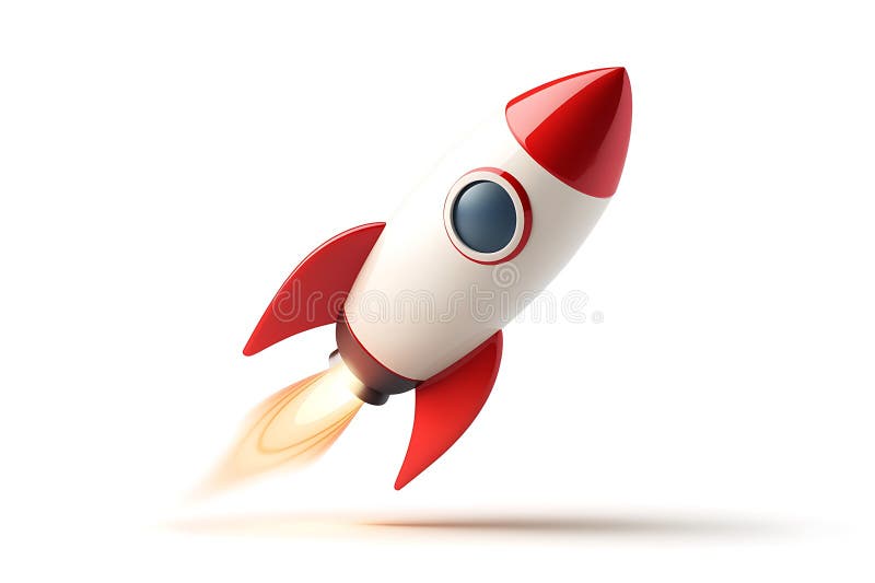 Cartoon Rocket Ship Launching, 3D Render, Startup Success, Innovation ...
