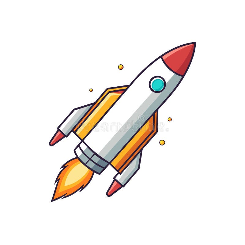 Cartoon Rocket Ship Launching into Space Illustration Stock Photo ...
