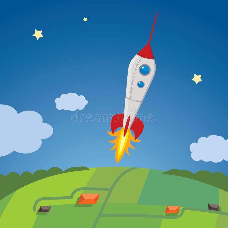 Rocket Ship Flying through Space Stock Vector - Illustration of mars ...