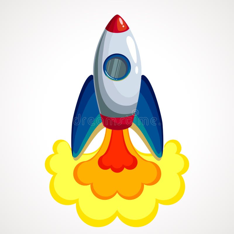 Cartoon Rocket Ship. Space Rocket Launch. Vector Illustration Stock ...
