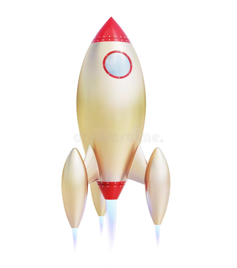 Cartoon Rocket Ship on White Background Stock Illustration ...