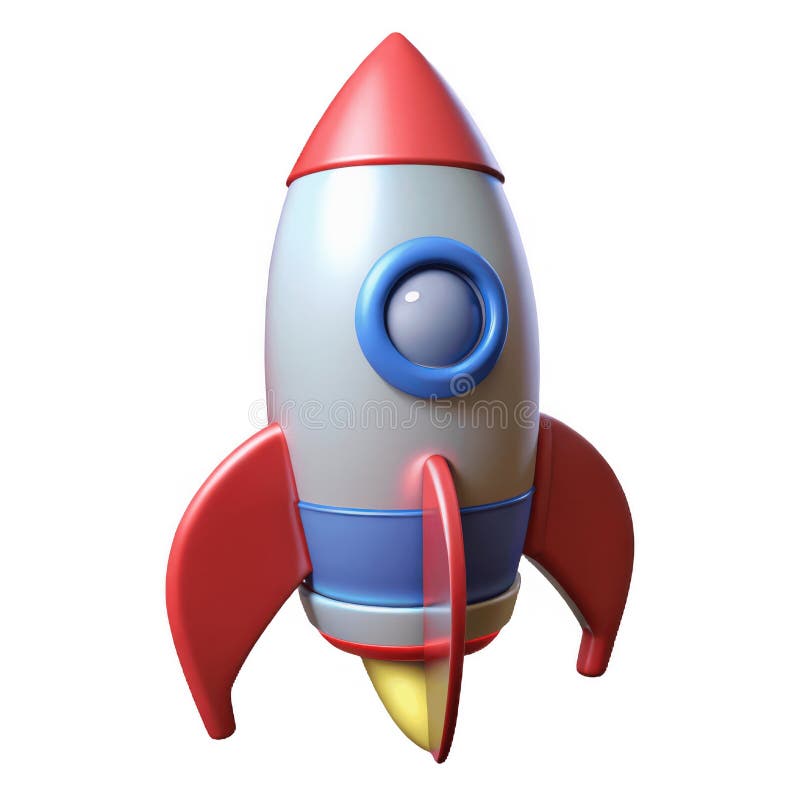Cartoon Rocket Ship on White Background Representing Space Exploration ...