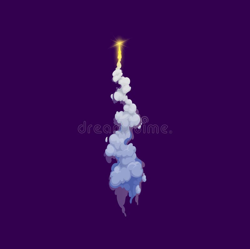 Cartoon Rocket Smoke Trail Path with Fire Flame Stock Vector ...