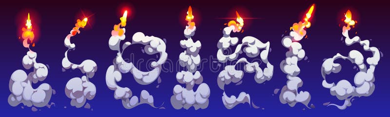 Cartoon Rocket Smoke Trails Game Asset with Fire Stock Illustration ...