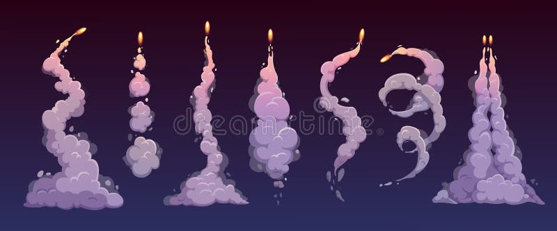 Cartoon Rocket Smoke Trails of Spaceship Launch Stock Vector ...