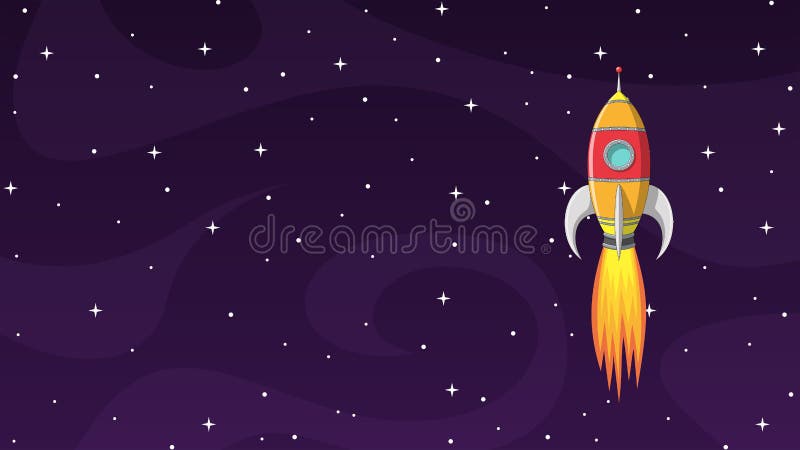 Cartoon Rocket in Space stock vector. Illustration of ship - 122920148