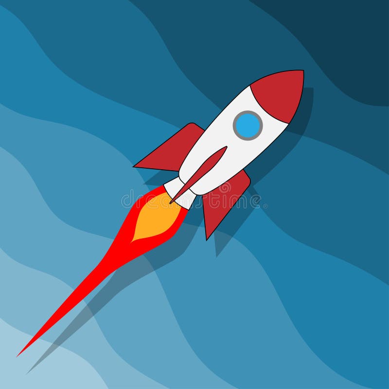 Cartoon Rocket in Space Icon. Vector Illustration Stock Vector ...