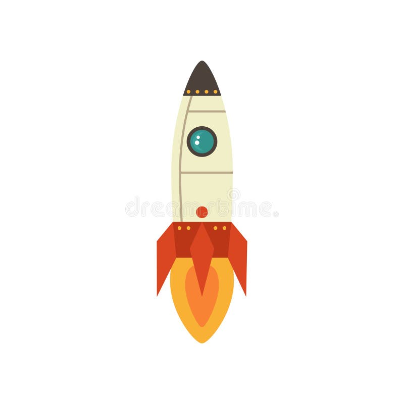 Cartoon Rocket Space Ship Take Off, Isolated Illustration. Simple Retro ... Cartoon Rocket Space Ship Take Off, Isolated Illustration. Simple Retro ...