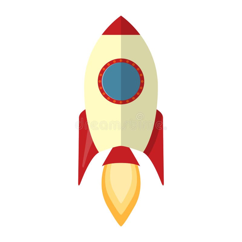 Cartoon Rocket Space Ship Take Off, Isolated Illustration. Simple Retro ...