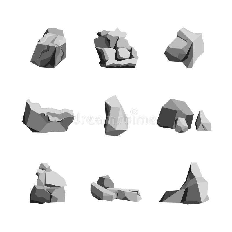 Cartoon Rocks and Stones Set. Vector Stock Vector - Illustration of ...
