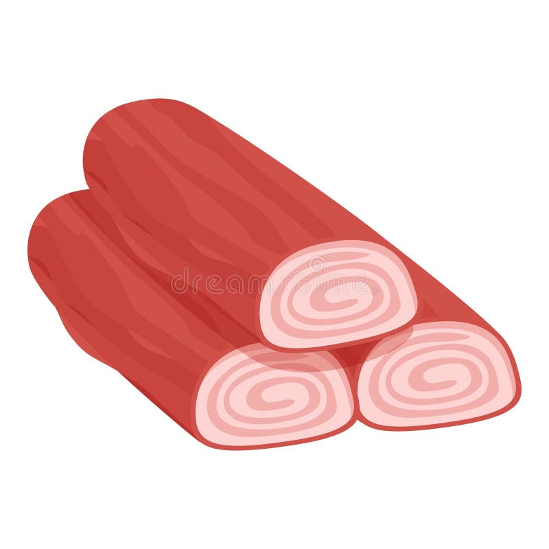 Cartoon Rolled Ham Slices Illustration Stock Vector - Illustration of ...