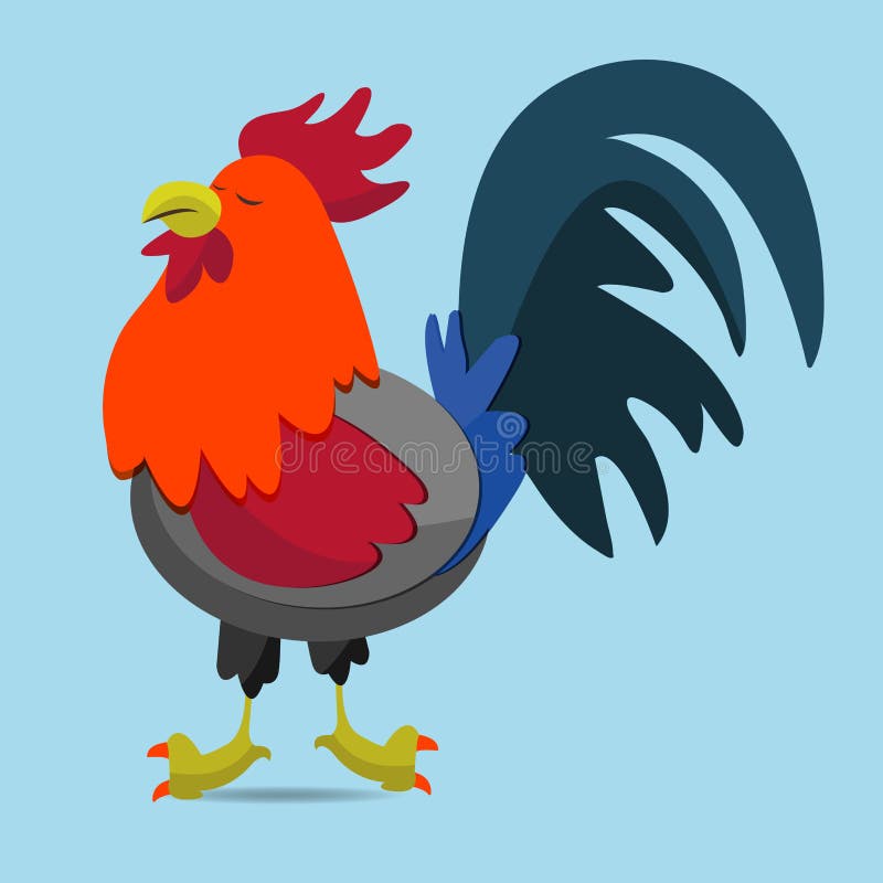 Rooster Blue Flowers Symbol Calendar of 2017 Stock Vector ...