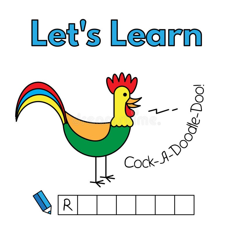 Cartoon Rooster Learning Game for Kids Stock Vector - Illustration of ...