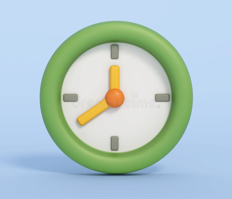 Cartoon Round Clock Icon Isolated on Blue Background. 3D Illustration ...