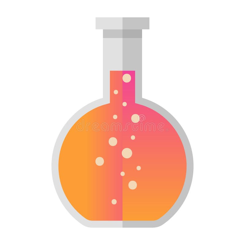 Cartoon Round Flask with Orange Liquid Potion Vector Isolated Object ...
