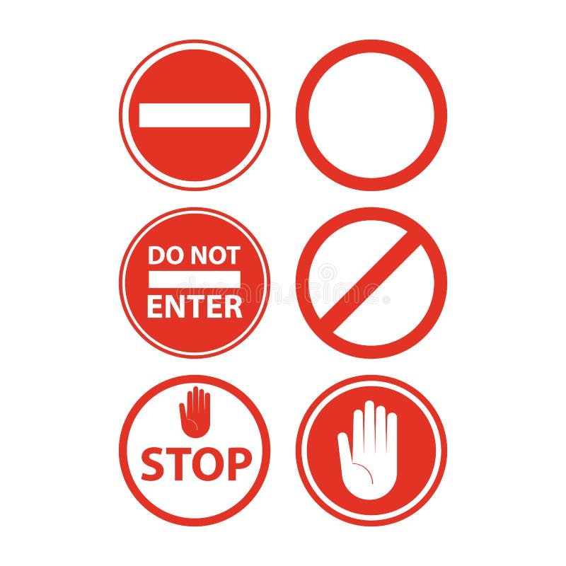 Cartoon Round Red Stop Signs Icon Set Different Type. Vector Stock ...