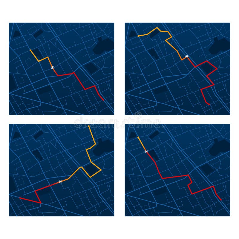 Cartoon Route Dashboard and City Map Concept Set. Vector Stock Vector ...
