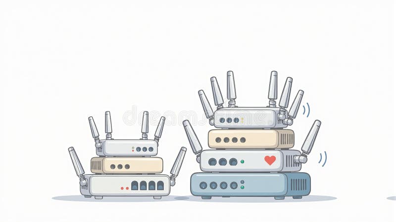 Cartoon Router Stack with Antennae Illustration Stock Illustration ...