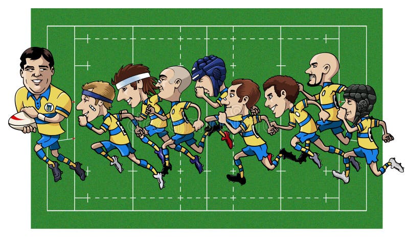 Cartoon rugby team stock vector. Illustration of ball - 25233712