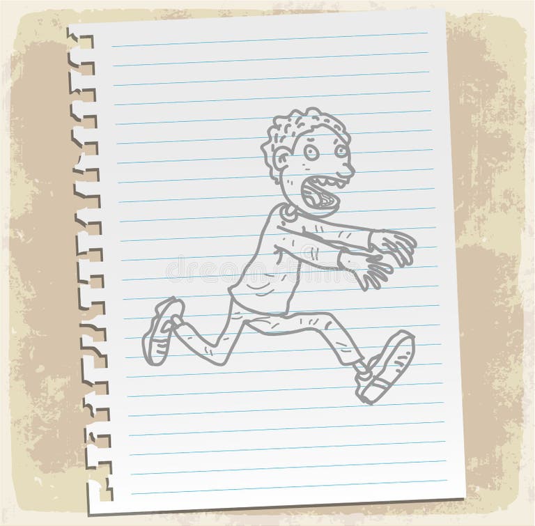 Cartoon Run on Paper Note, Vector Illustration Stock Vector ...