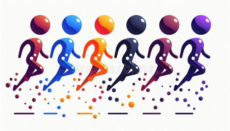 Cartoon Runners. Stylized Colored Silhouettes Stock Illustration ...