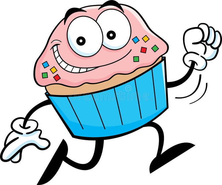 Cartoon running cupcake stock vector. Illustration of sprinkles - 31972915