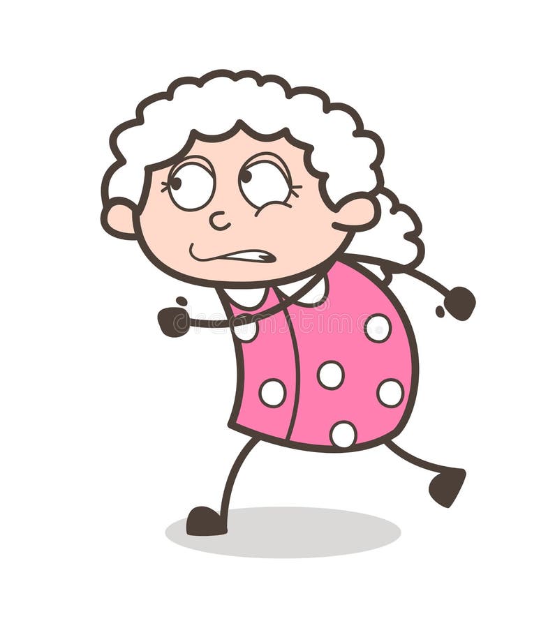 Cartoon Running Old Lady Vector Stock Illustration - Illustration of ...
