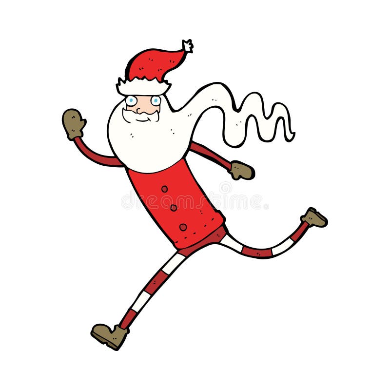 Cartoon running santa stock vector. Illustration of drawn - 37014976