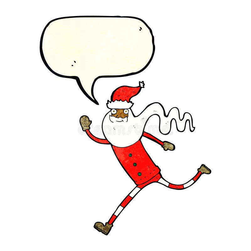 Cartoon Running Santa with Speech Bubble Stock Illustration ...