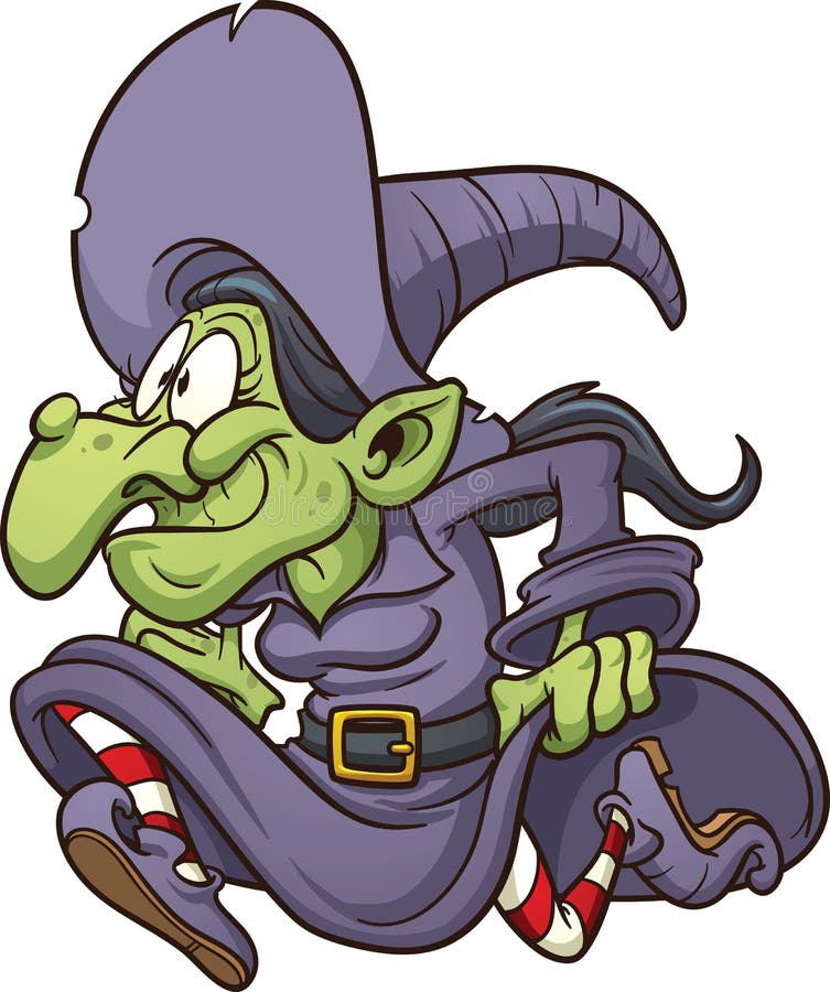 Cartoon running witch. stock vector. Illustration of cartoon - 58825881