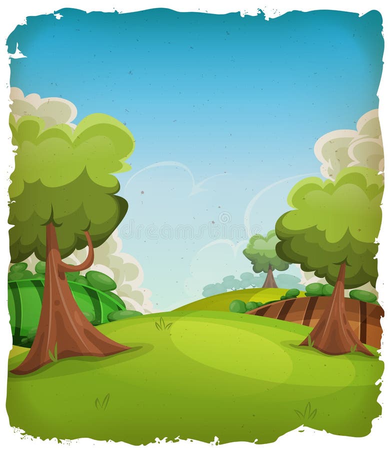 Cartoon Rural Landscape Background Stock Vector - Illustration of ...