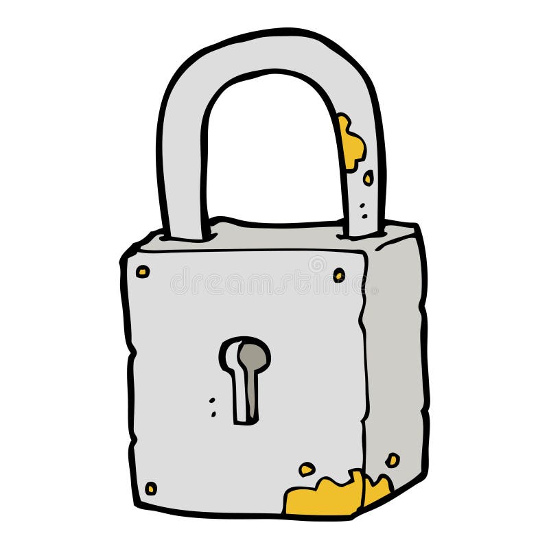 Cartoon rusty lock stock vector. Illustration of hand - 37011616