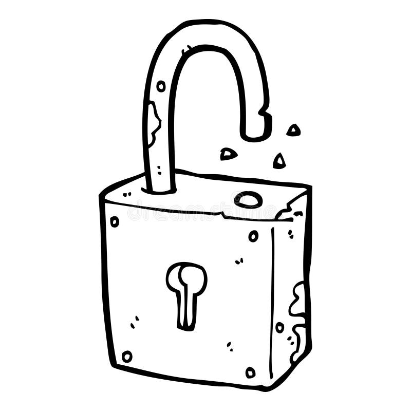 Cartoon rusty old padlock stock illustration. Illustration of character ...