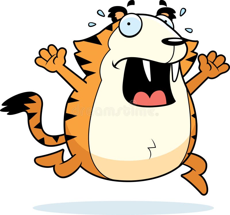 Cartoon Saber-Toothed Tiger Panic Stock Vector - Illustration of scared ...