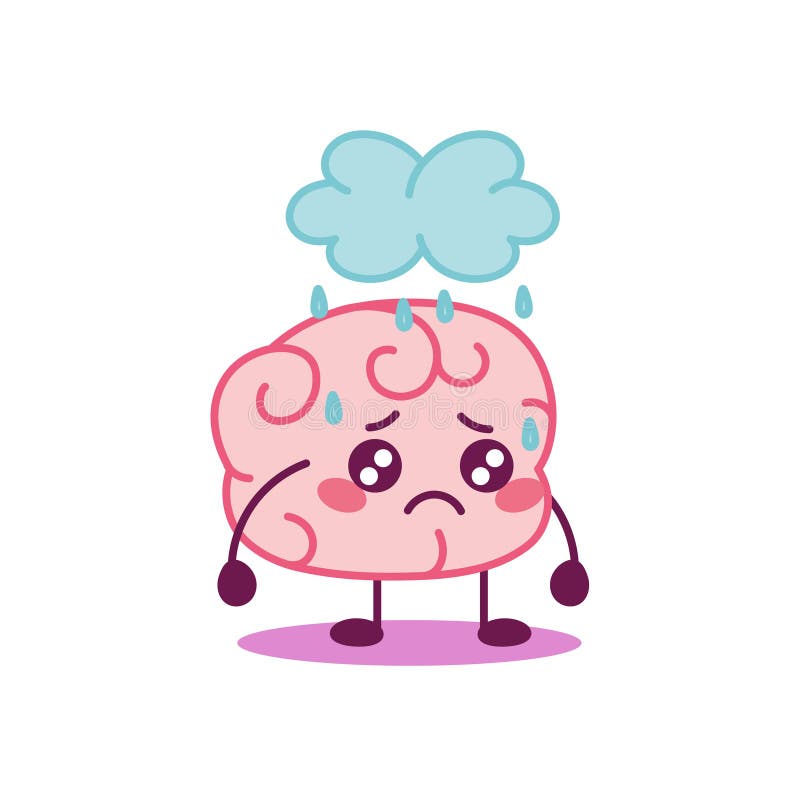 Cartoon of a sad brain stock vector. Illustration of education - 214340026
