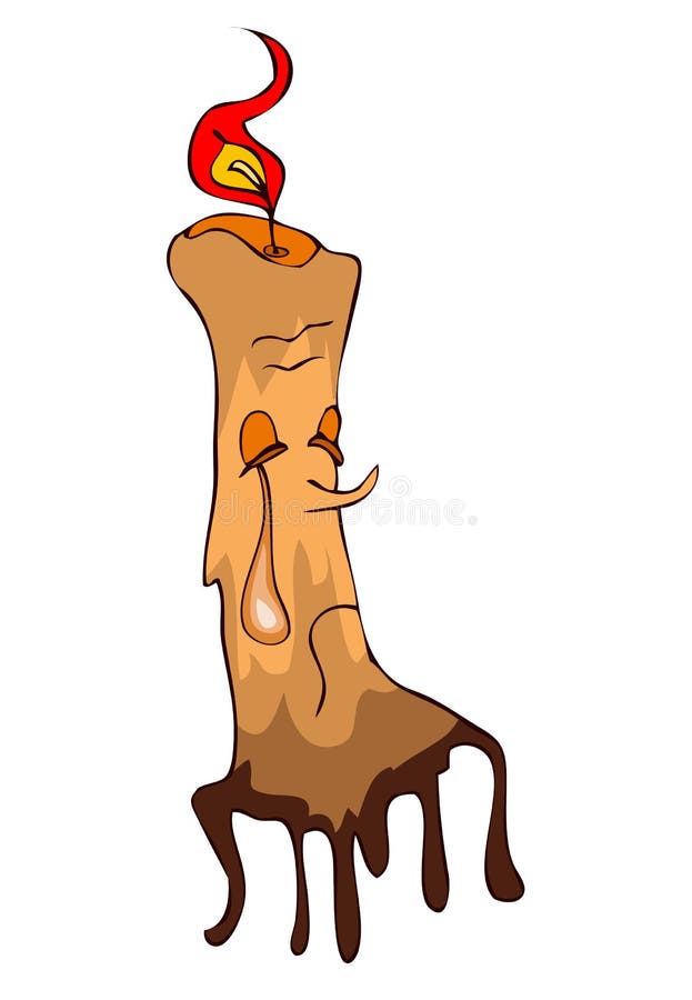 Cartoon Sad Crying Burning Candle. Stock Vector - Illustration of ...